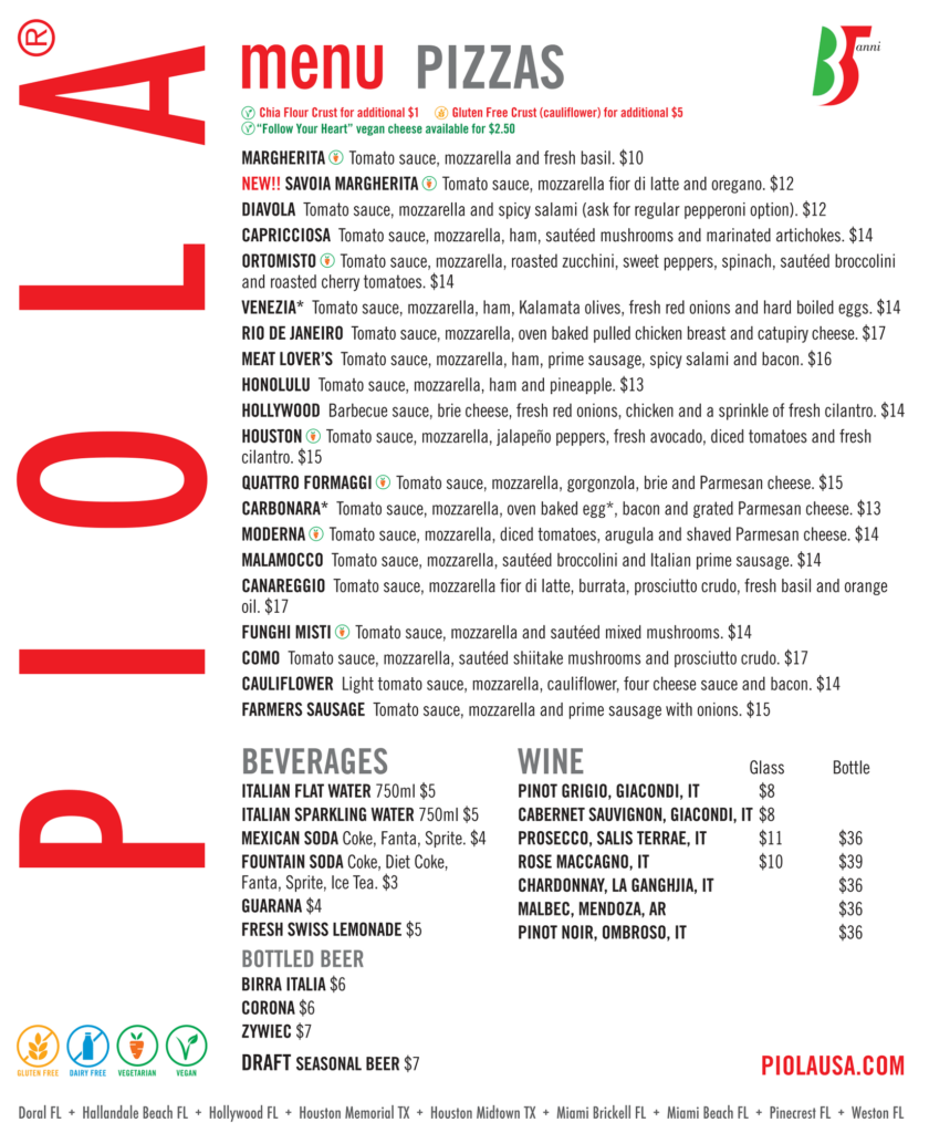 Piola Genuine Italian Pizza and Cuisine in Hollywood, FL