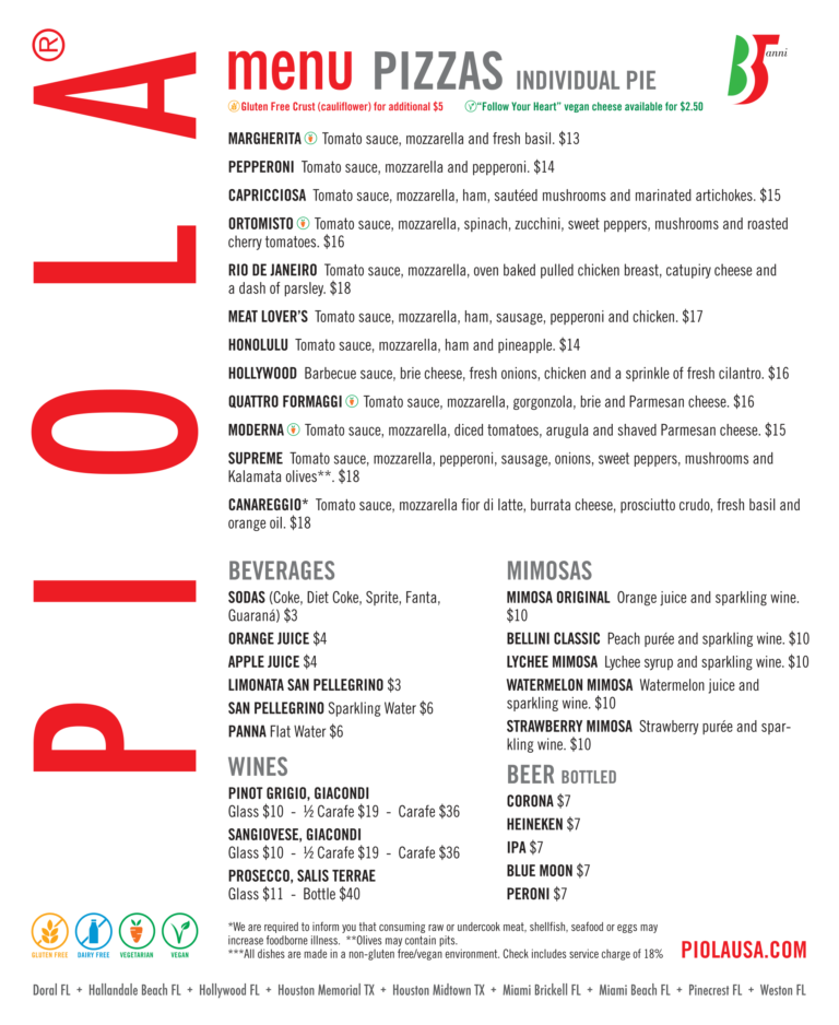 Piola Genuine Italian Pizza and Cuisine In Miami Beach, FL